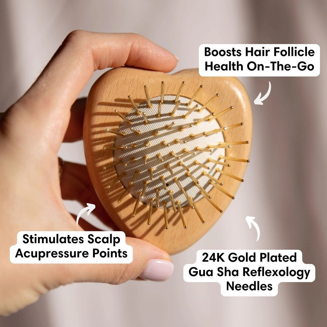 Gua Sha Hair & Scalp Brush Love Heart Wooden Edition | SNOW FOX SKINCA ...